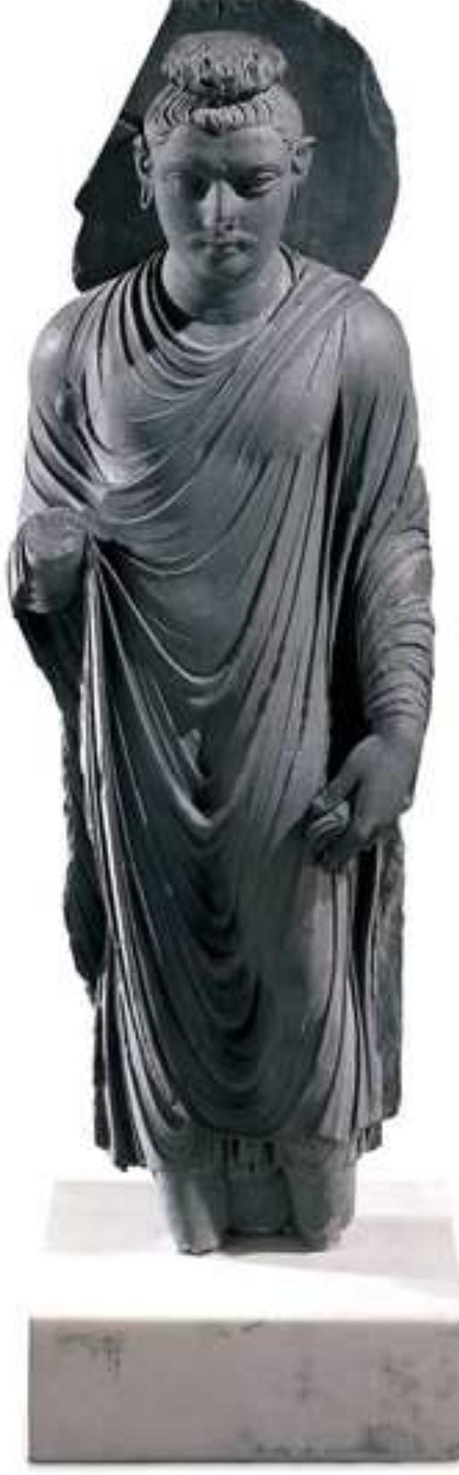 Early standing buddha figure from gandhara (1st century ce).