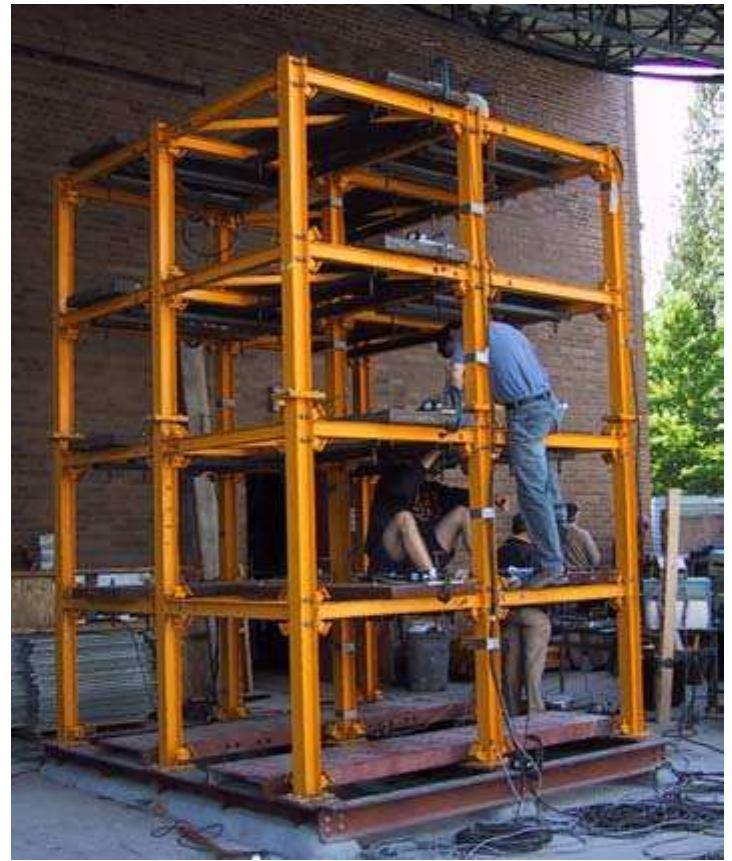 Steel-frame scaled benchmark structure.