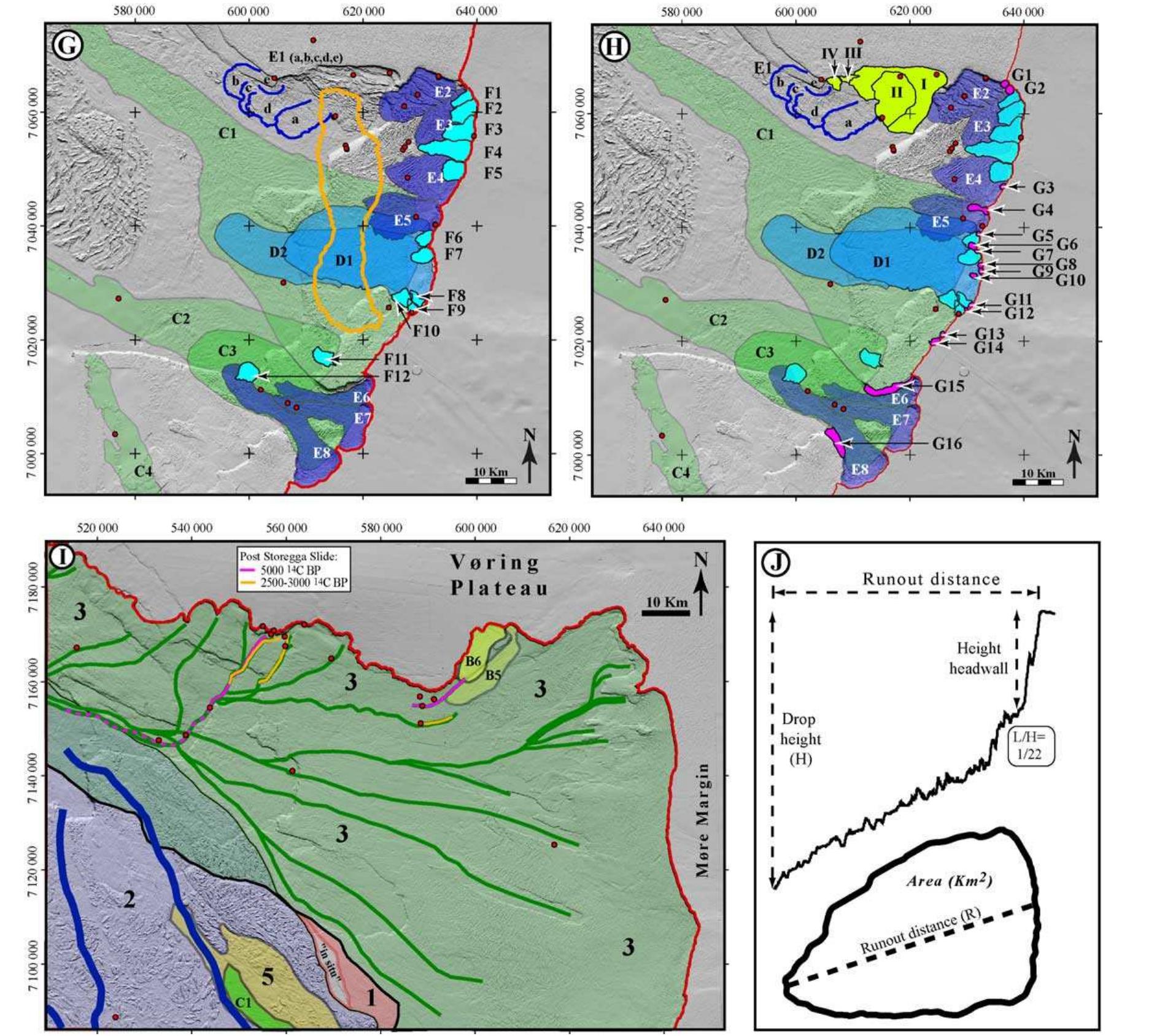 (a-d) detailed slide generation map of the storegga slide