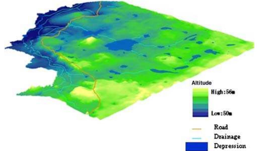 3-d map of surface water system in hnnr area. within the