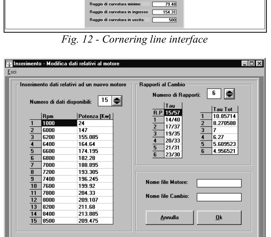 - engine power curve and gear ratio input