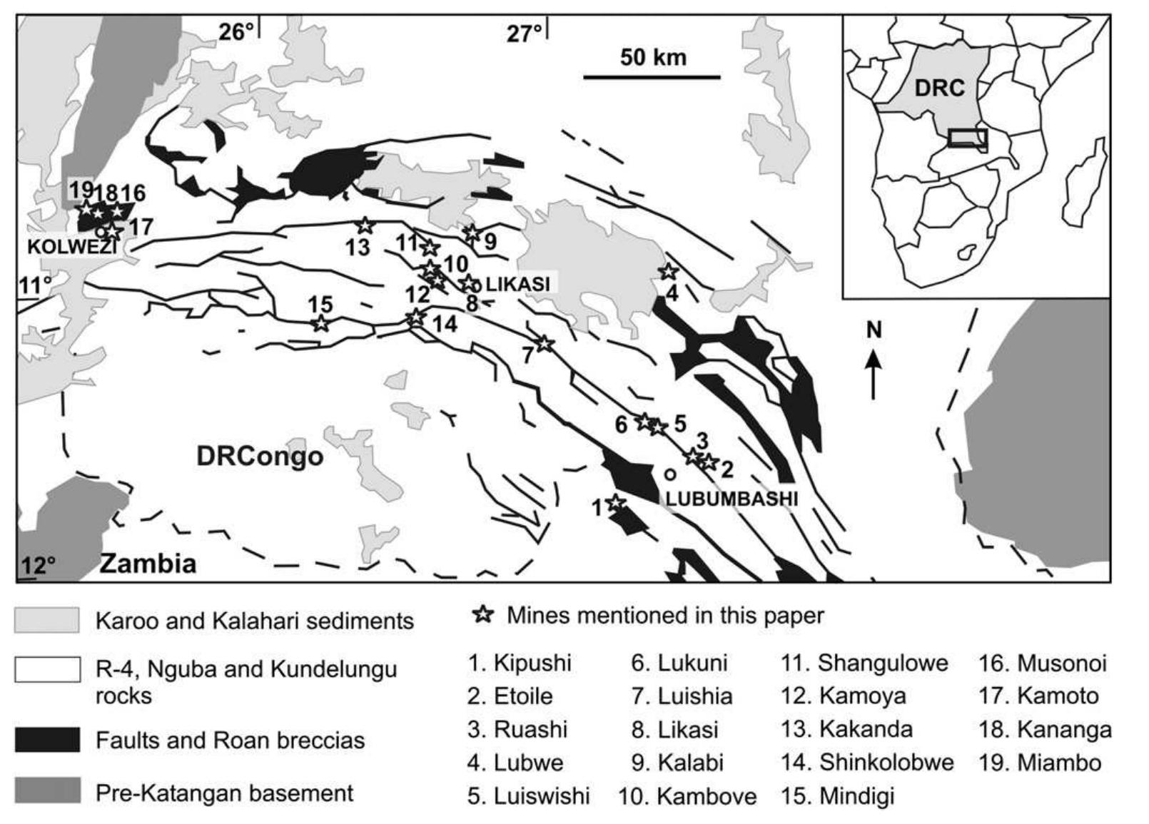 Geological sketch map of the southern part of the katanga