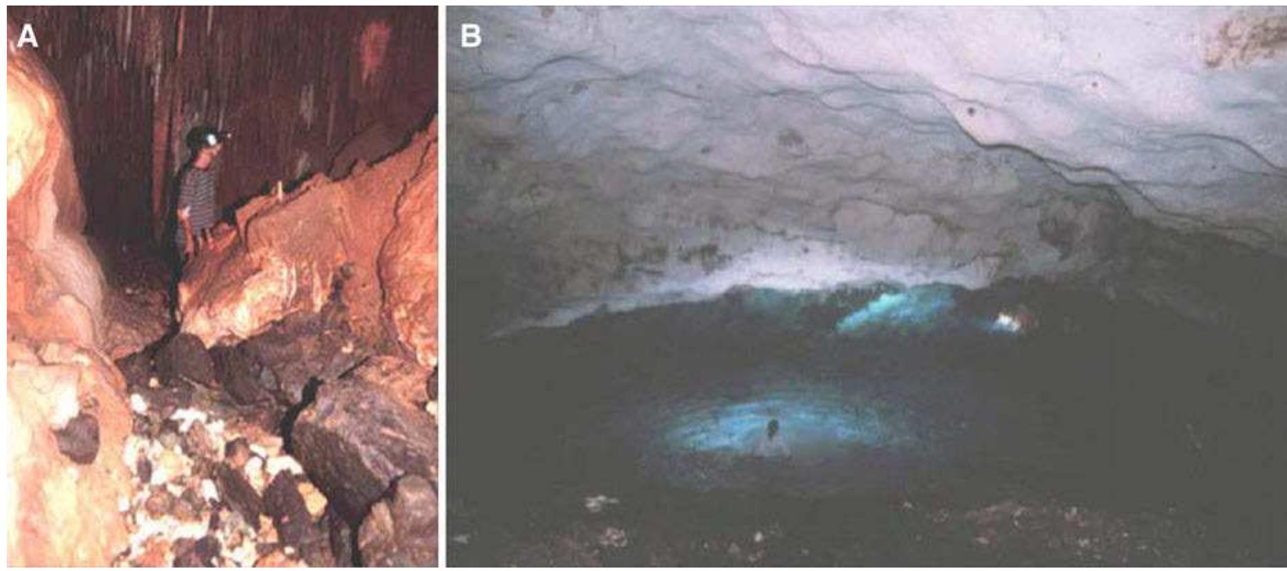 Karst cave examples. a stream cave, mount santa rosa, guam;