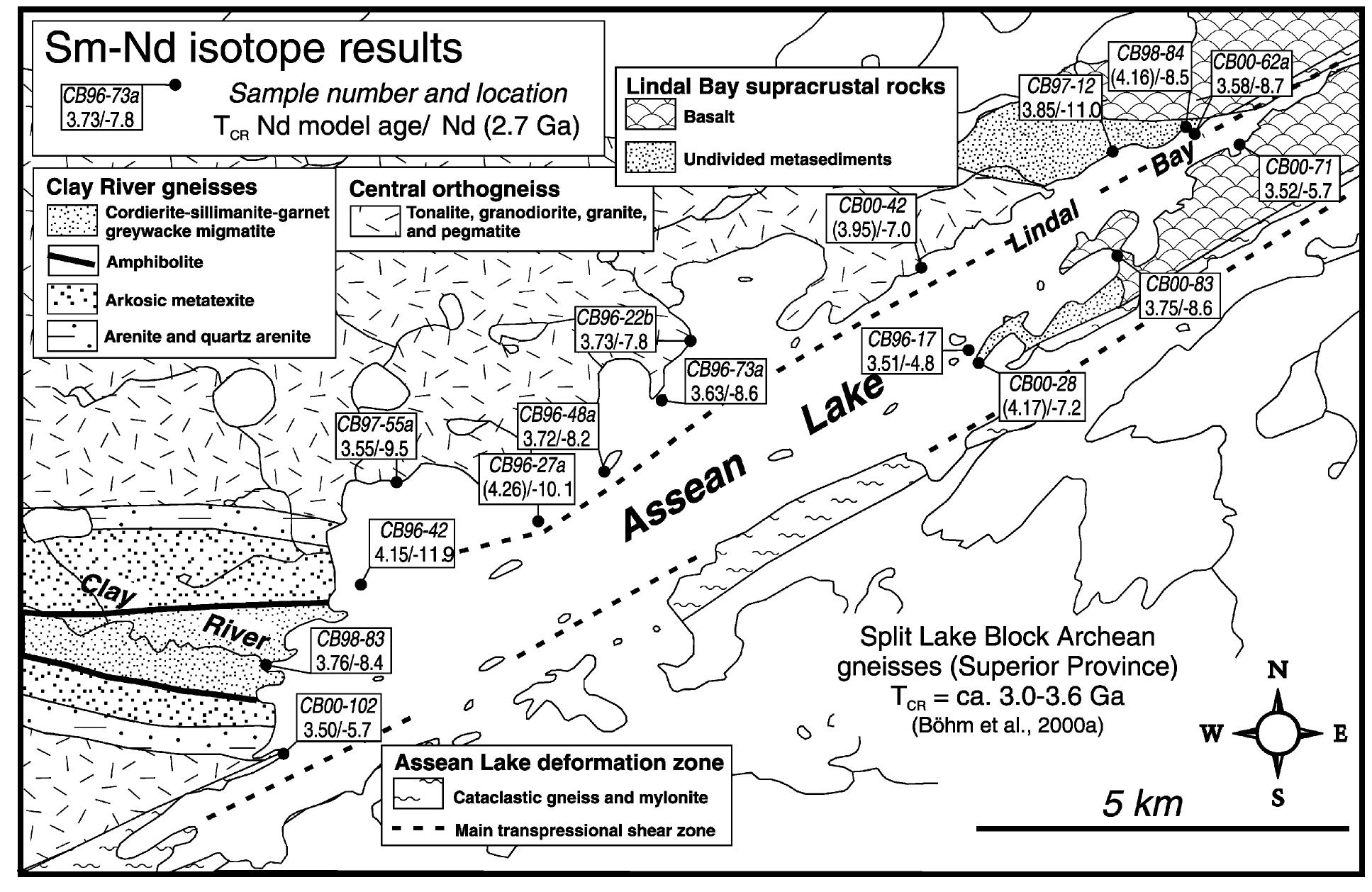 Schematic geologic map of the assean lake area with