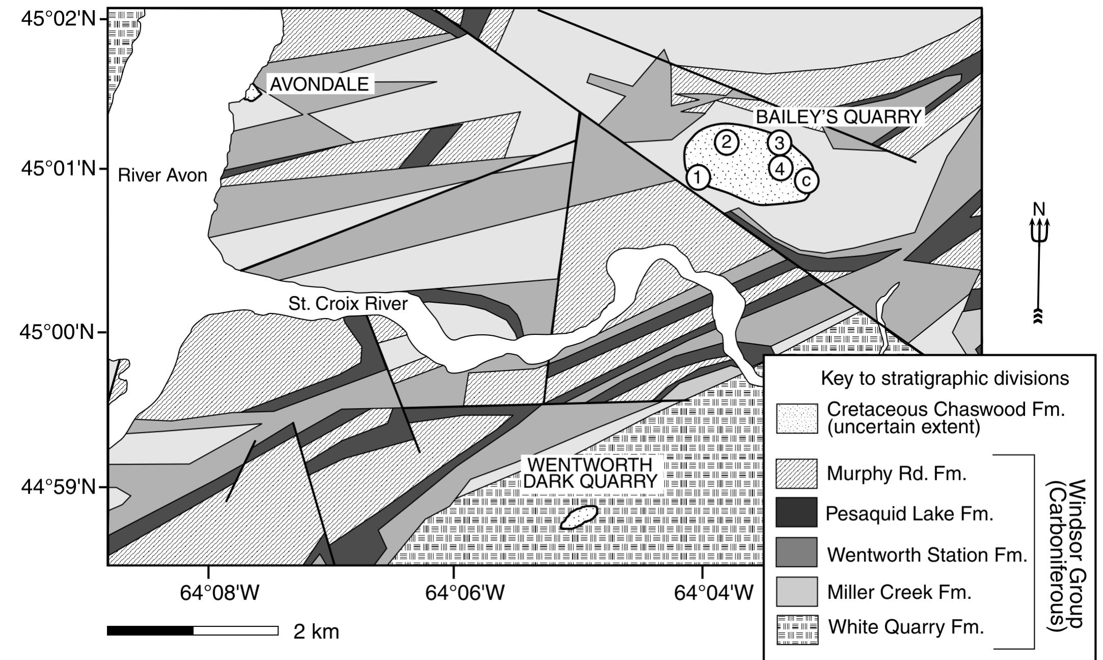 Detailed geological map of the windsor area showing the