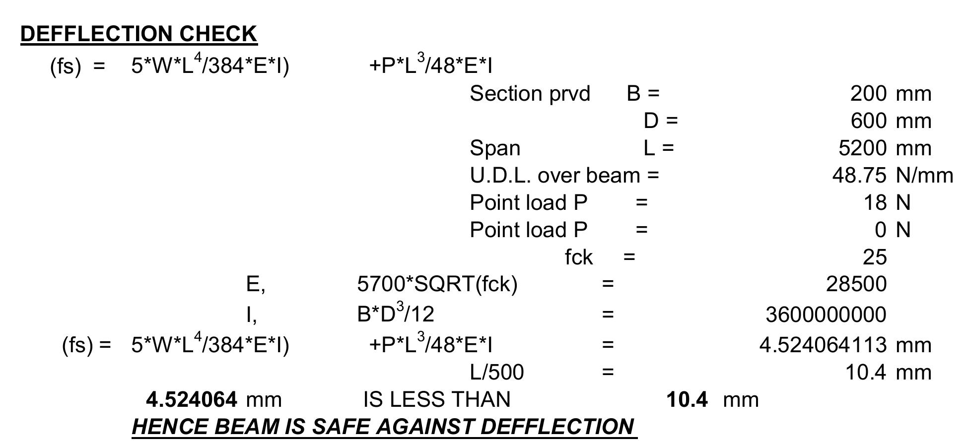 Figure 7 - Design calculation Design of one way slab Slab S1