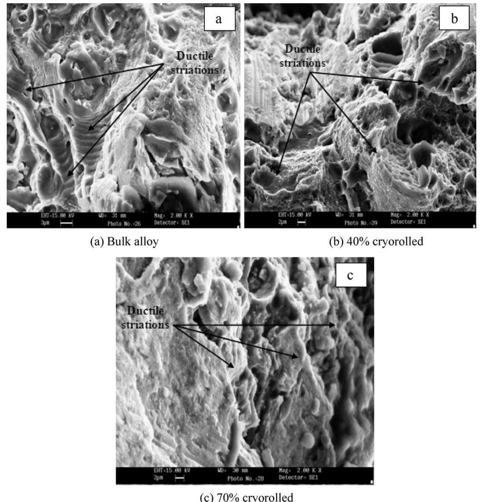 Fracture surface morphology of al 7075 alloys, cryorolled at
