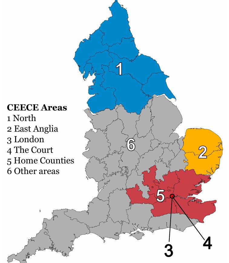 Map of regions covered by ceece.