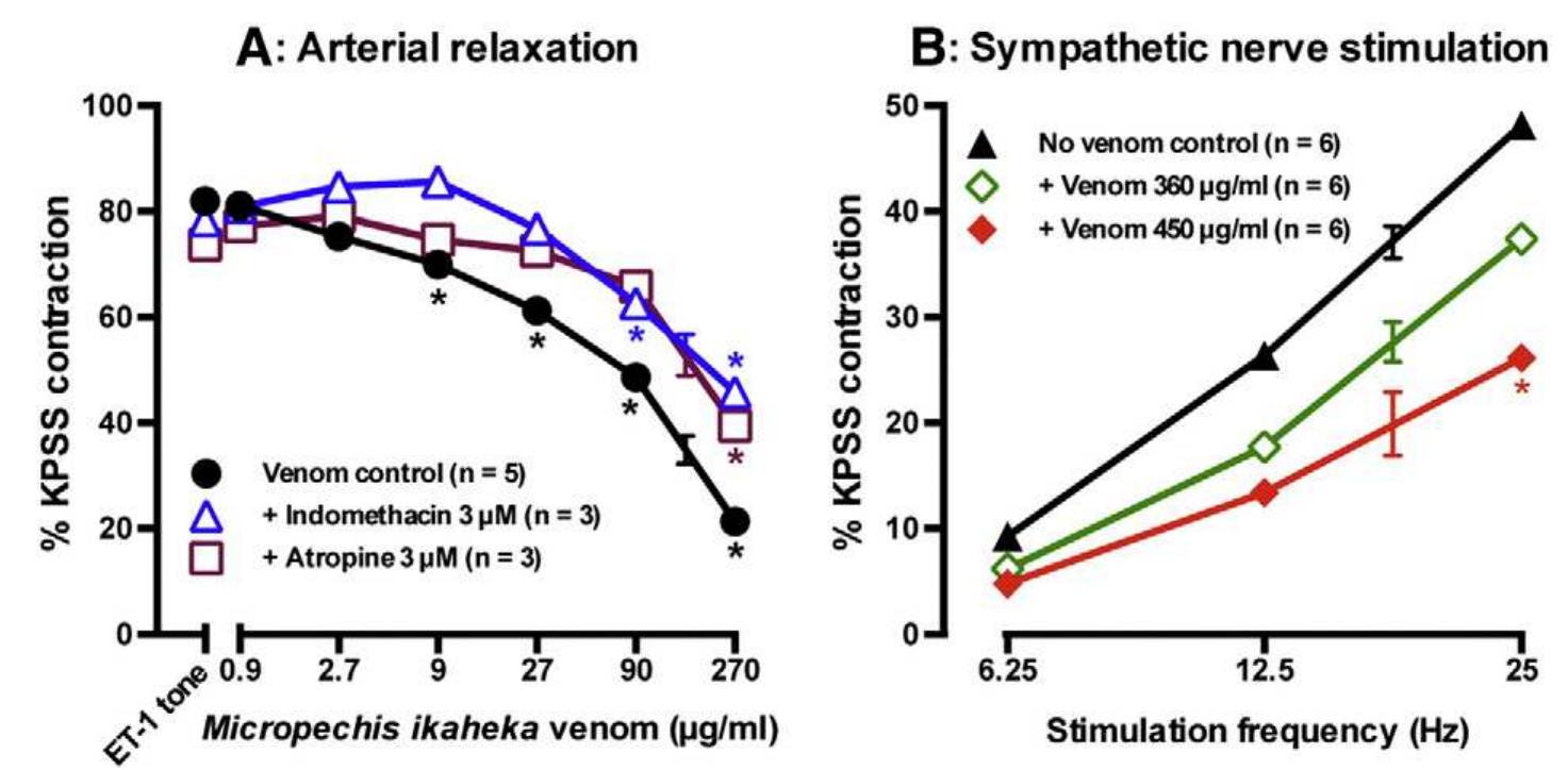 effects of m. ikaheka venom on arterial vascular tone and