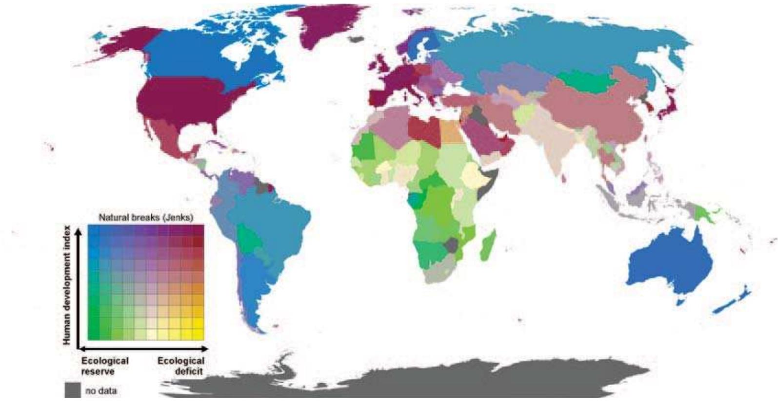 Choropleth bivariate map of the human development index and