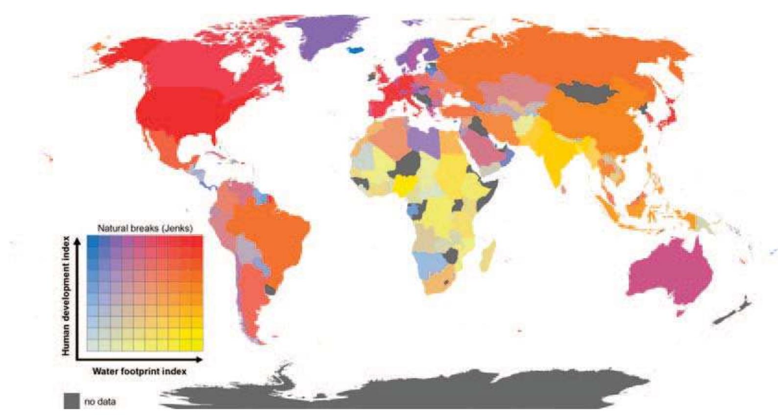 Choropleth bivariate map of the human development index and