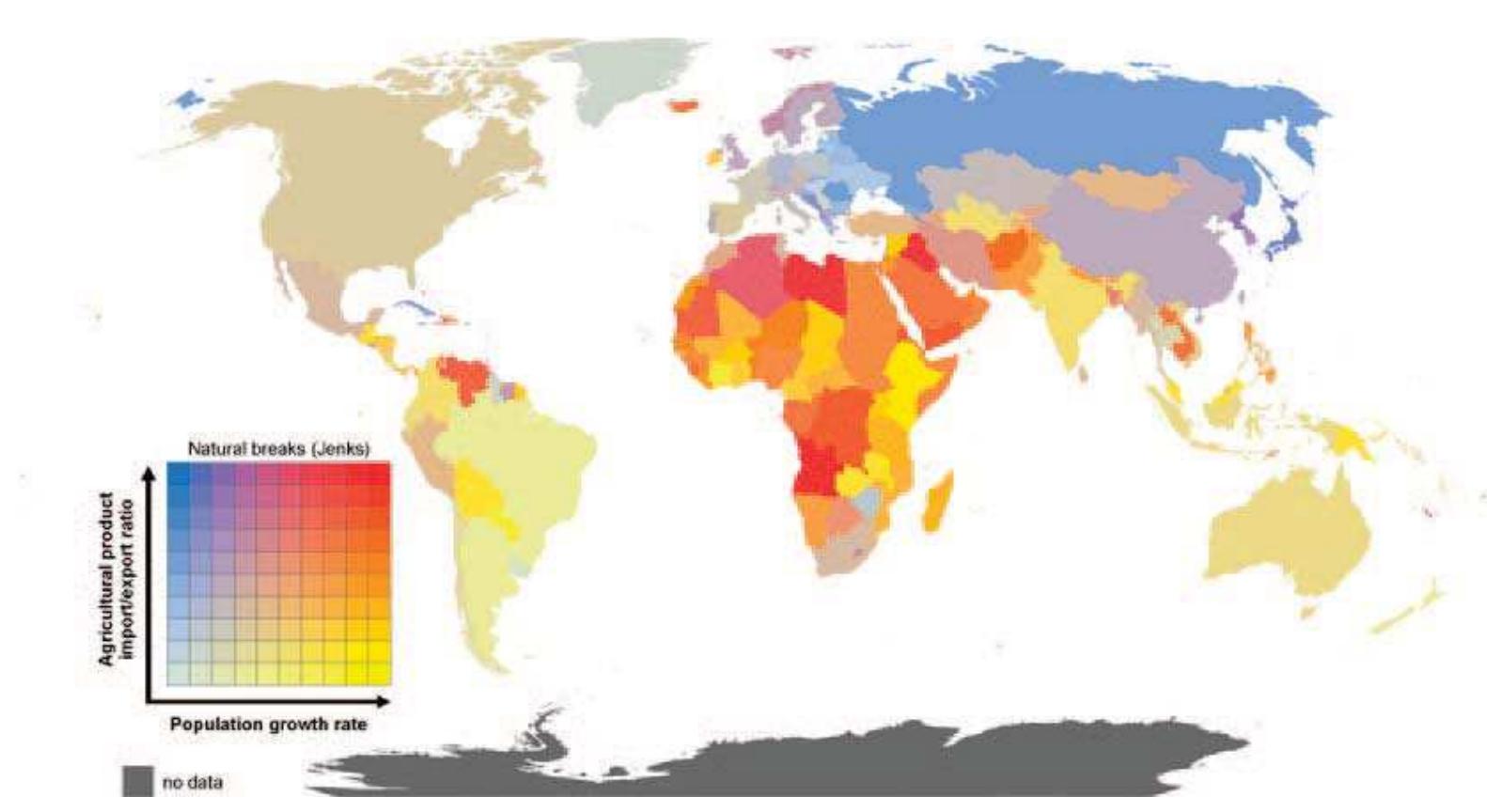 Choropleth bivariate map of average annual population growth