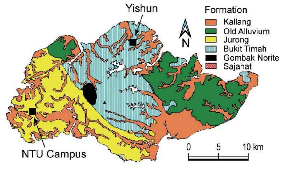 Generalised geological map of singapore and soil sampling