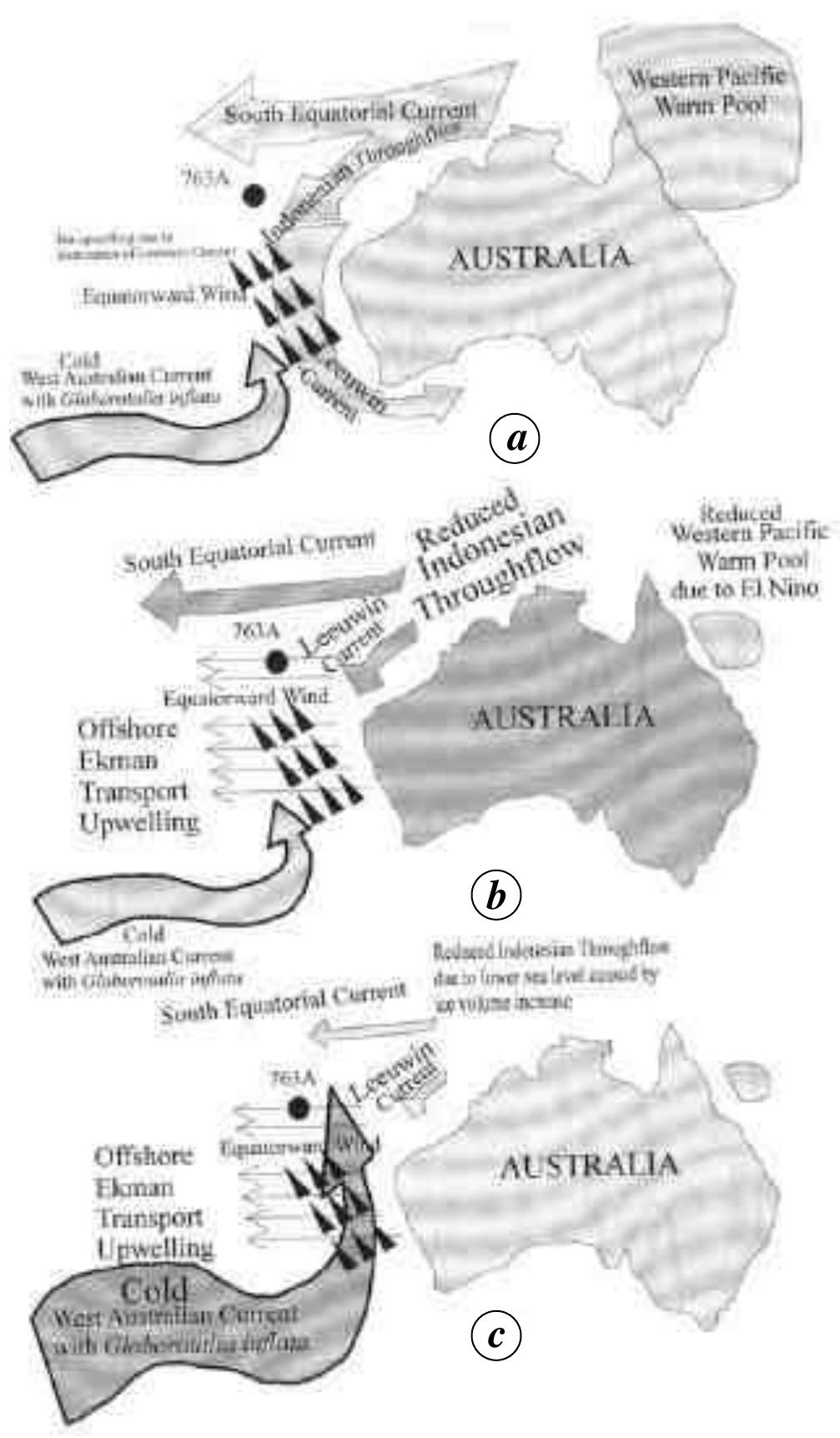 A, schematic diagram showing modern oceanographic set- up of
