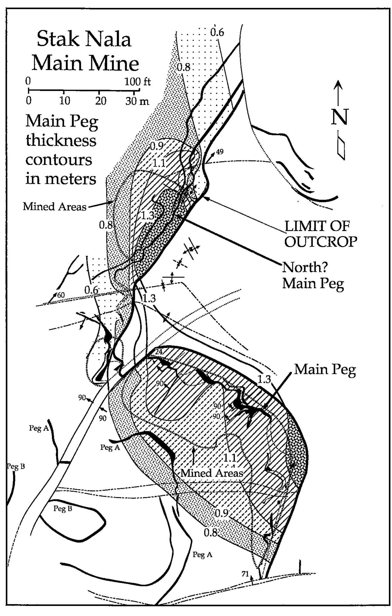 Fic. 8. map of the stak nala main sill, showing contours of