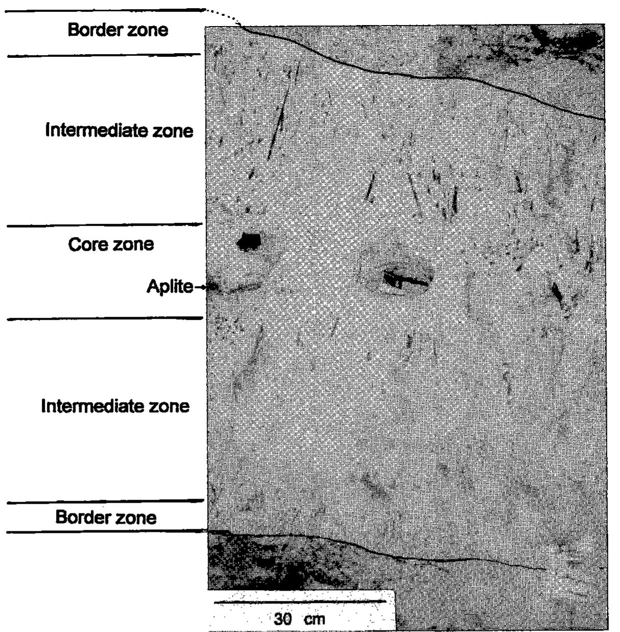 Ig. 10. photograph of pegmatite sill underground in the