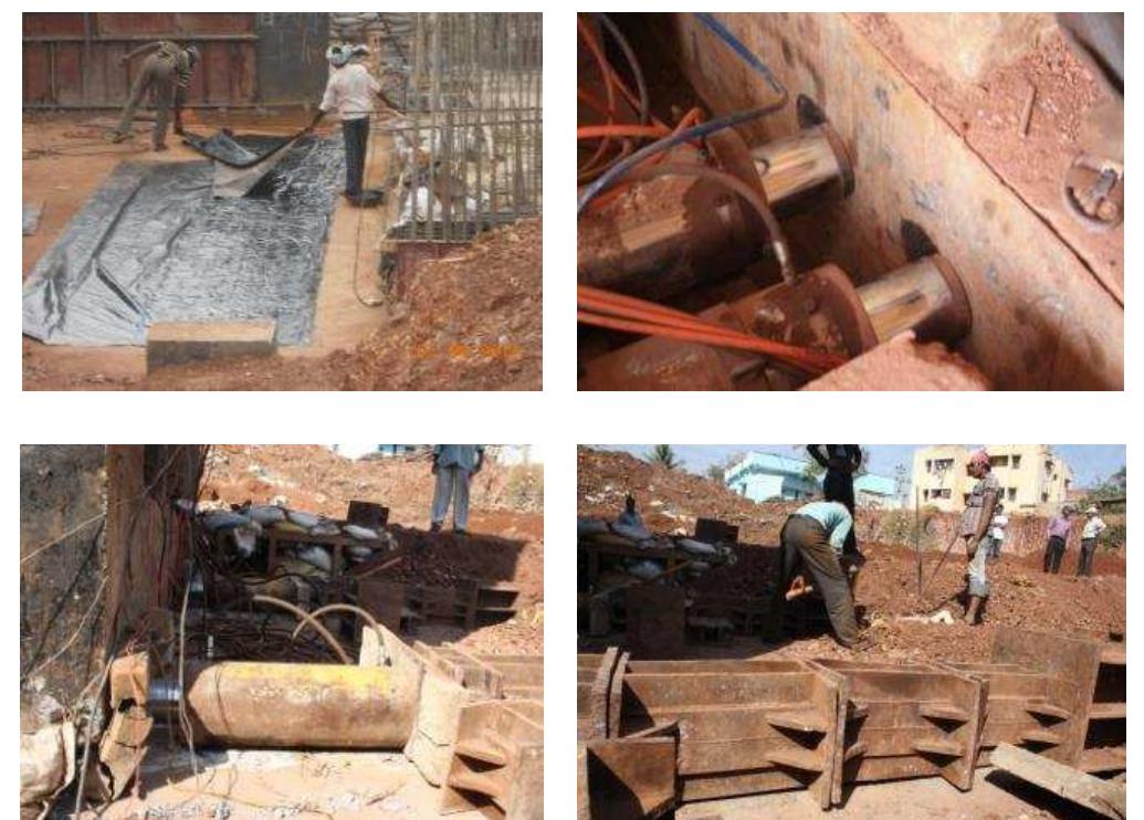 Pushing of box segment with help of piston. the box is