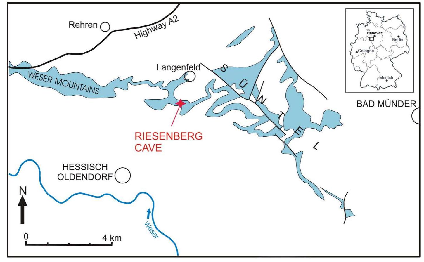 Location of the riesenberghéhle (rbh) in upper jurassic