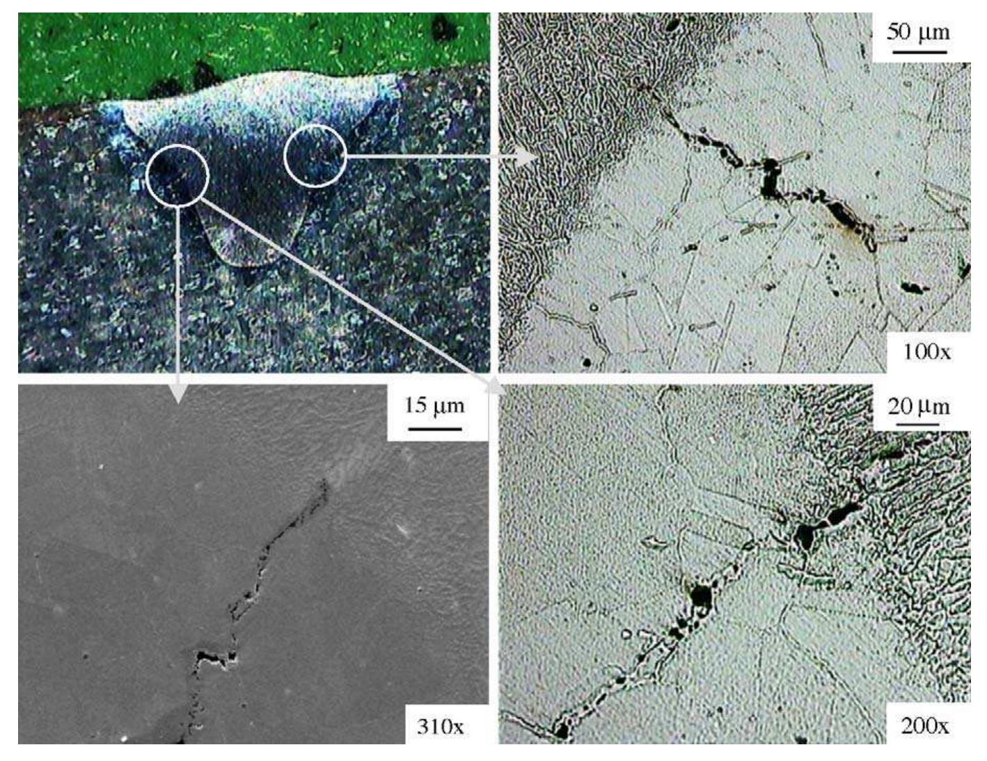 Microfissures occurring at the grain boundaries under the