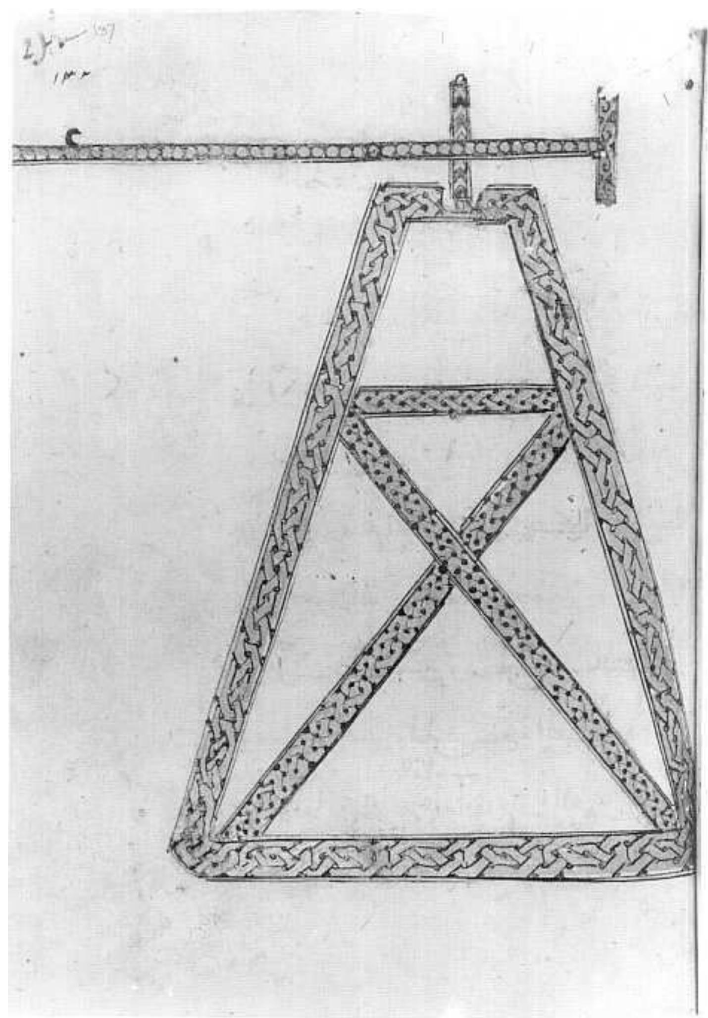 The arab trebuchet, showing a lateral view of one of the two