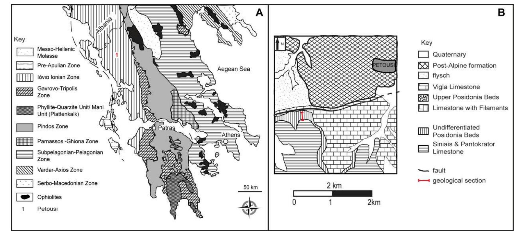 a: structural map of greece, b: geological map of the