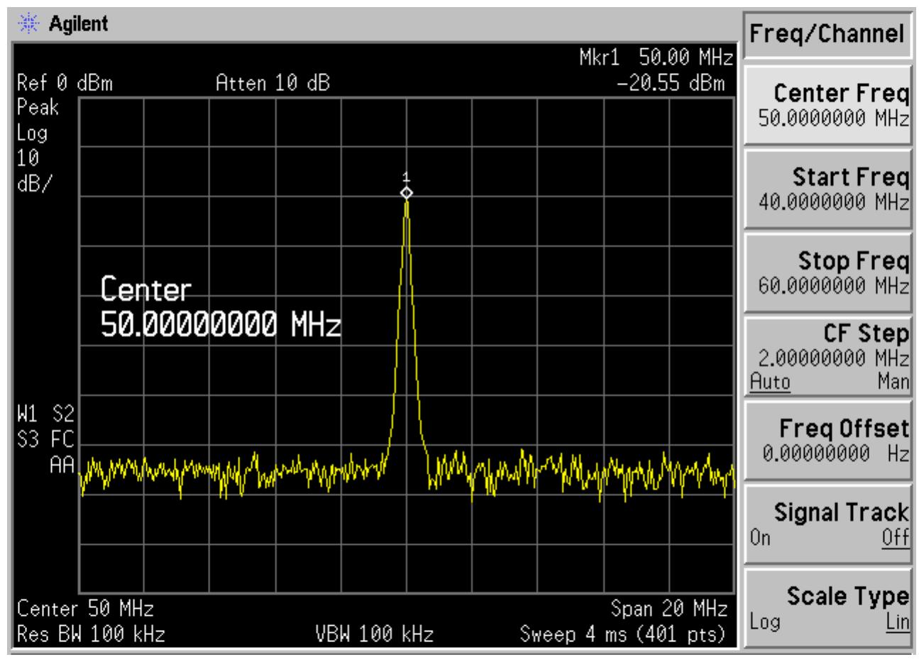 Typical 50.0 mhz signal at input of a8a5j 1 - test point b