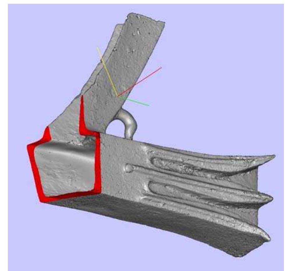 3d image of the cross-section of the centre of the ram.