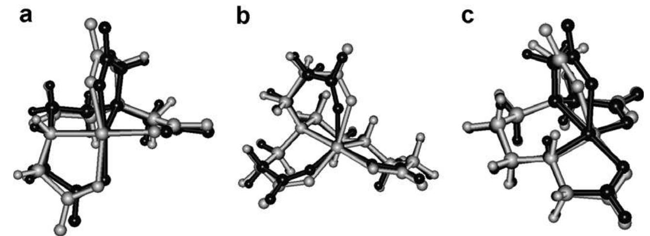 Overlay of adf-calculated and x-ray structures of (a)