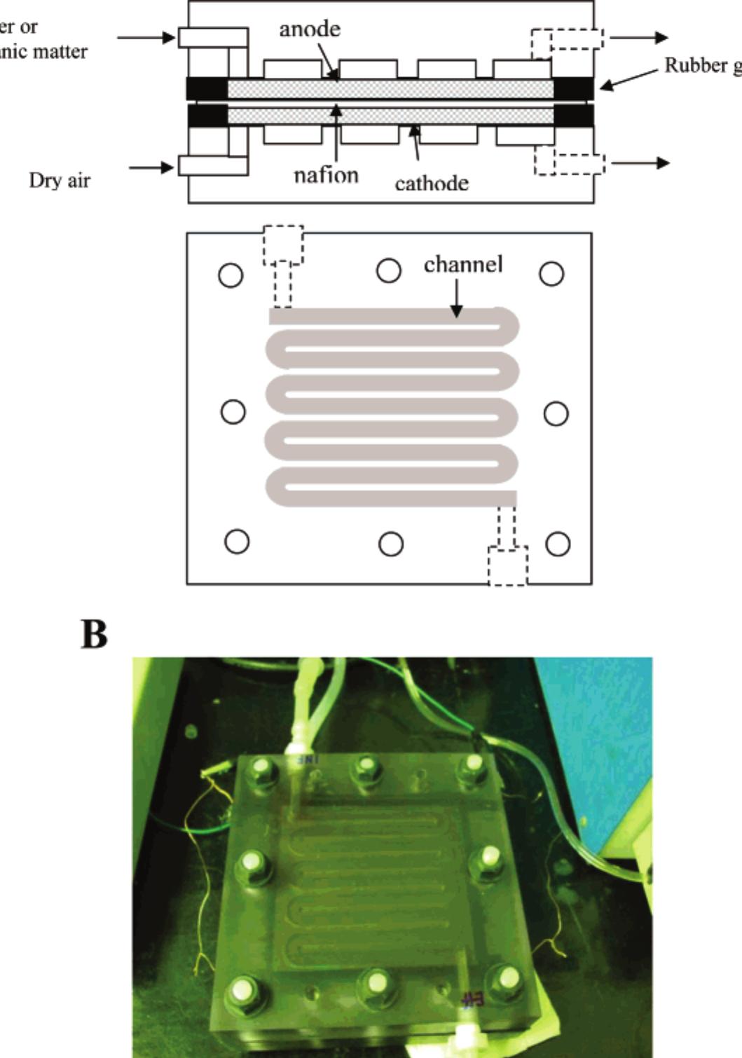 Schematic (a) (upper, side view; lower, top view) and