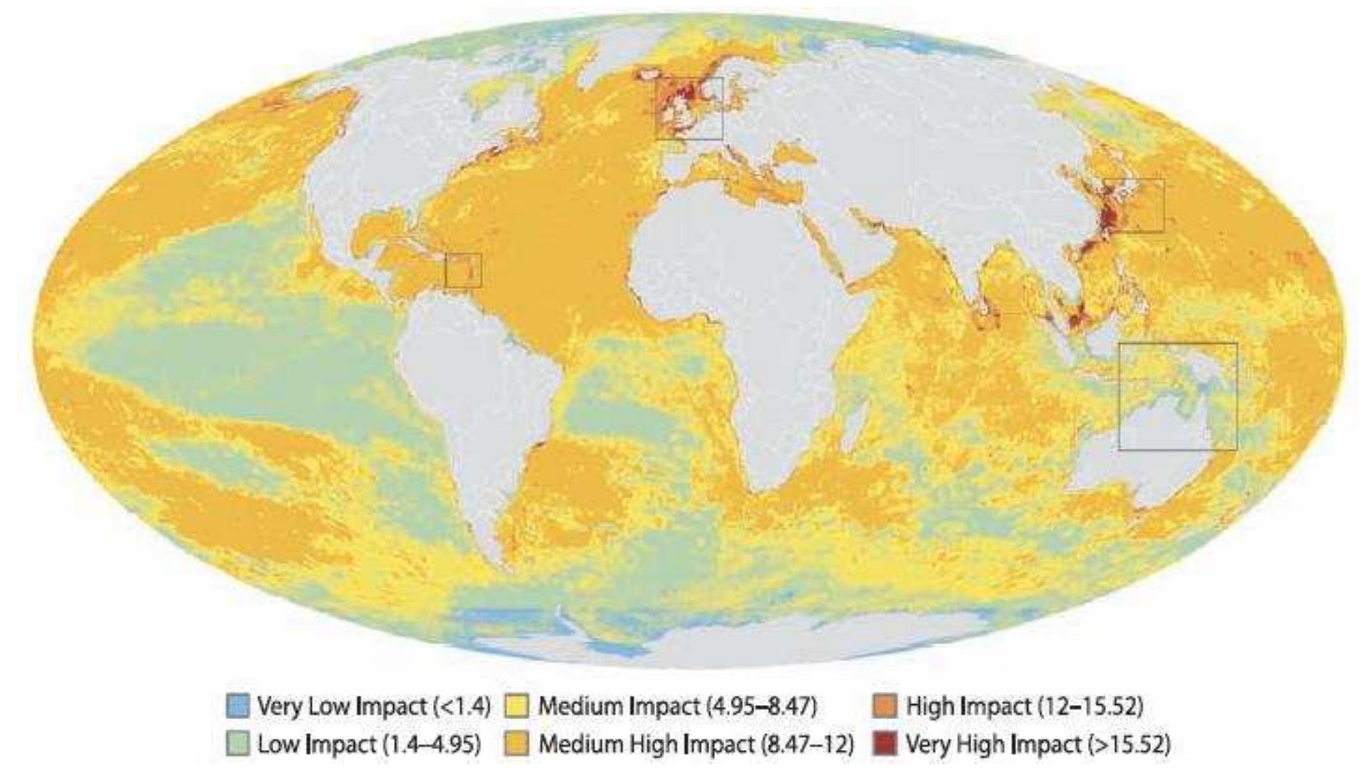 Global map of cumulative impacts from halpern et al. (2008).