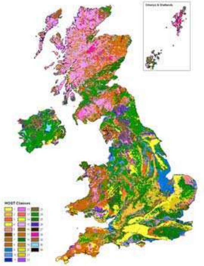 Produce the 29-class hydrology of soil types (host)