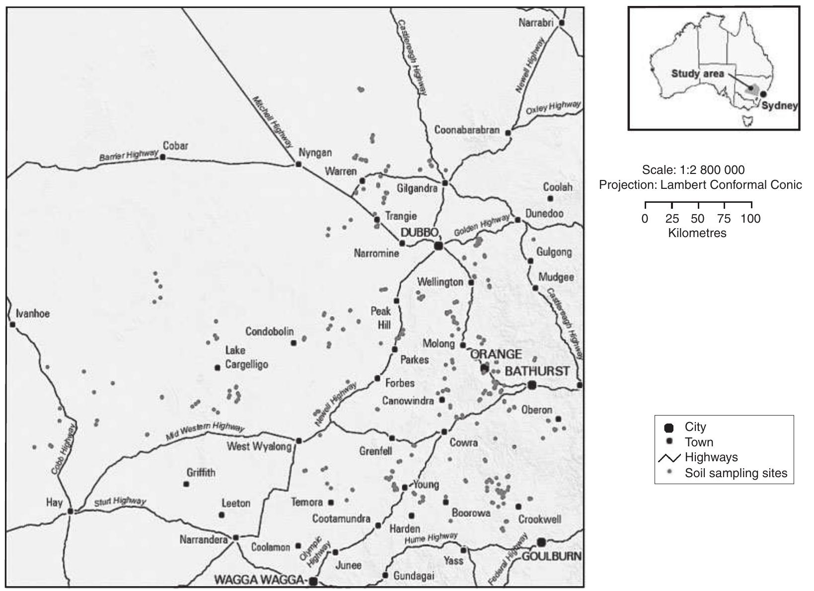 Map of the lachlan and central west catchments of new south