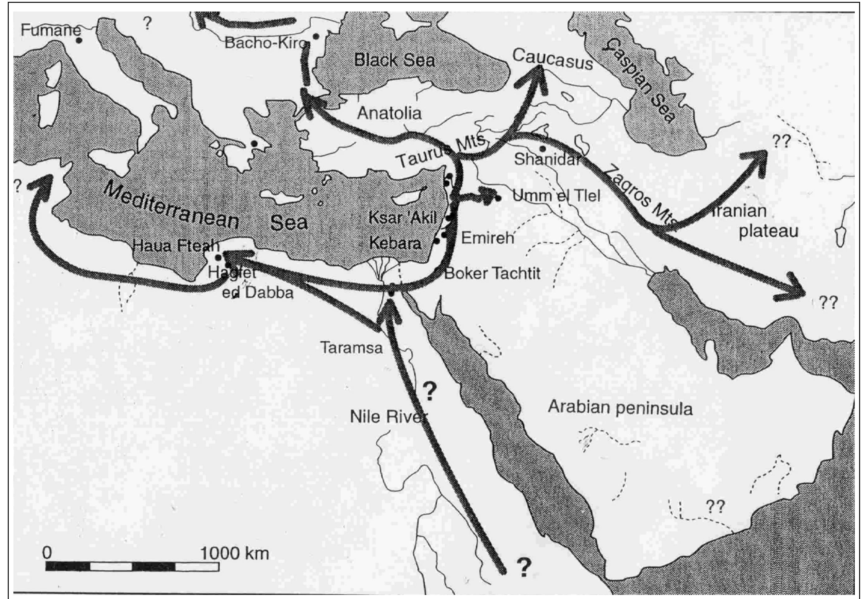 1 map of possible dispersals of anatomically modern humans,