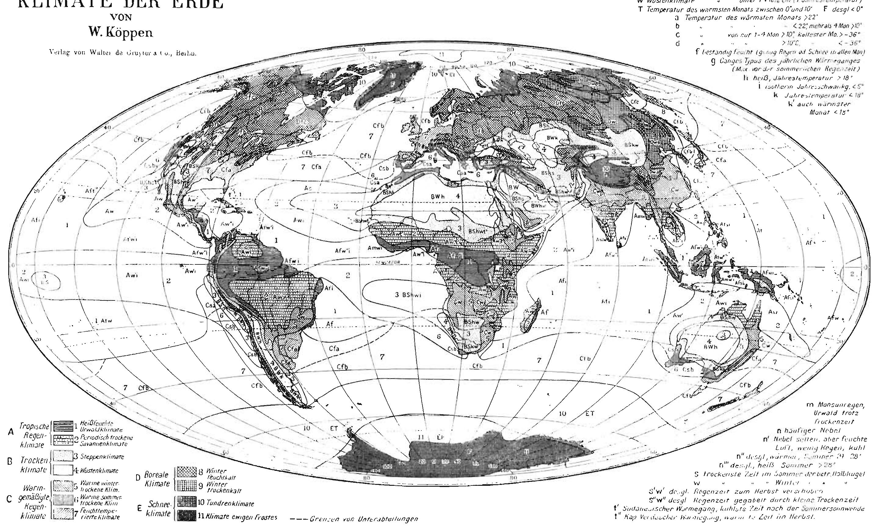 Koppen's chart of climate zones (koppen 1923). see table 1