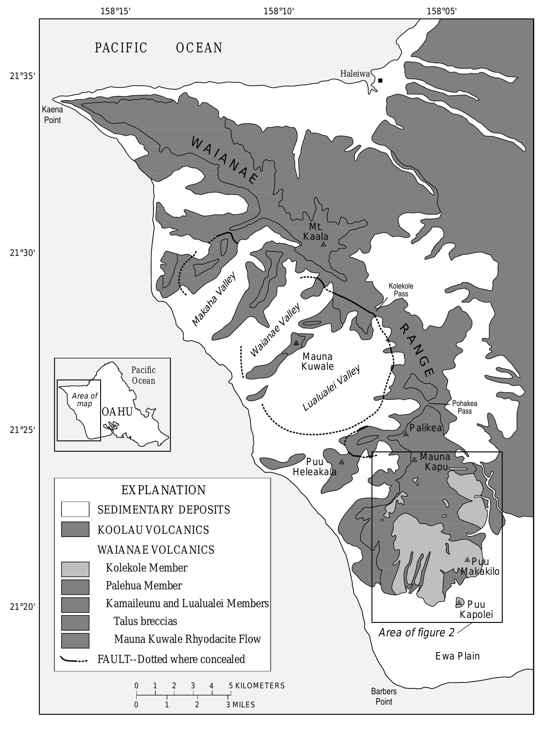 Map of waianae volcano, modified after stearns (1939),