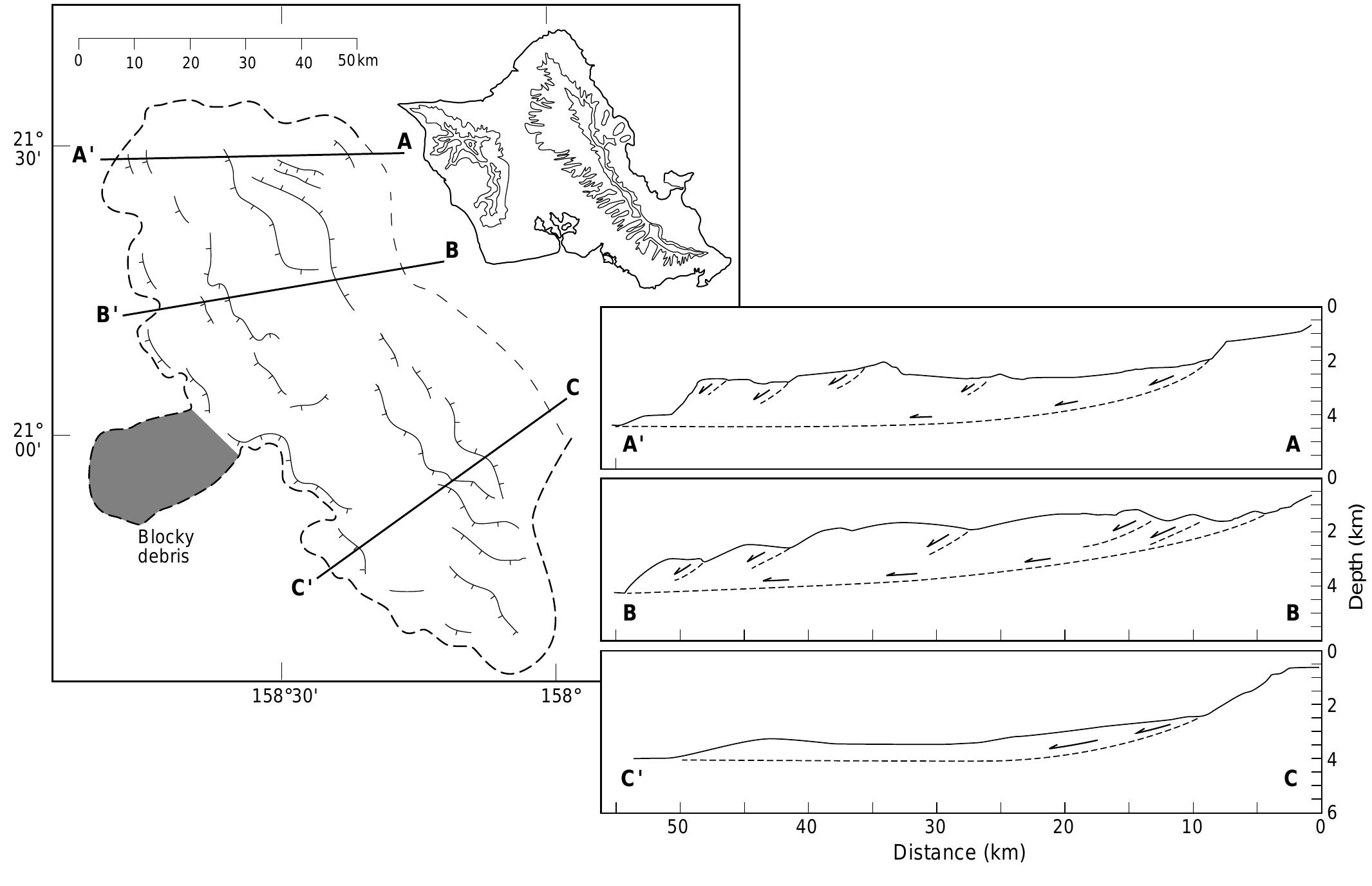 Map showing the submarine waianae slump deposit (aft- er