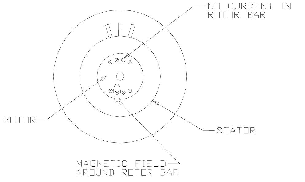 Rotor with broken rotor bar the rotor around that particular
