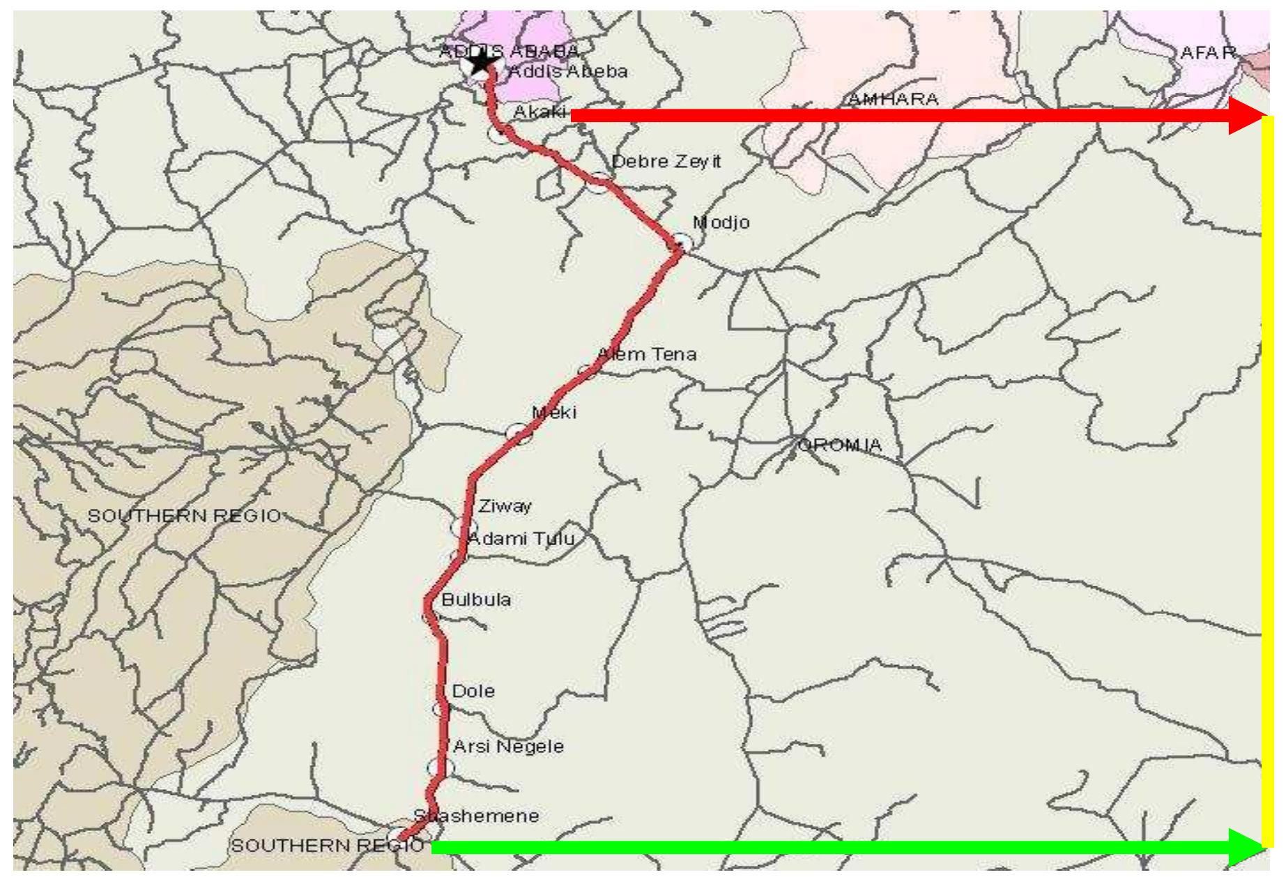 2 map of the study road: gelan -tukur wuha road for the