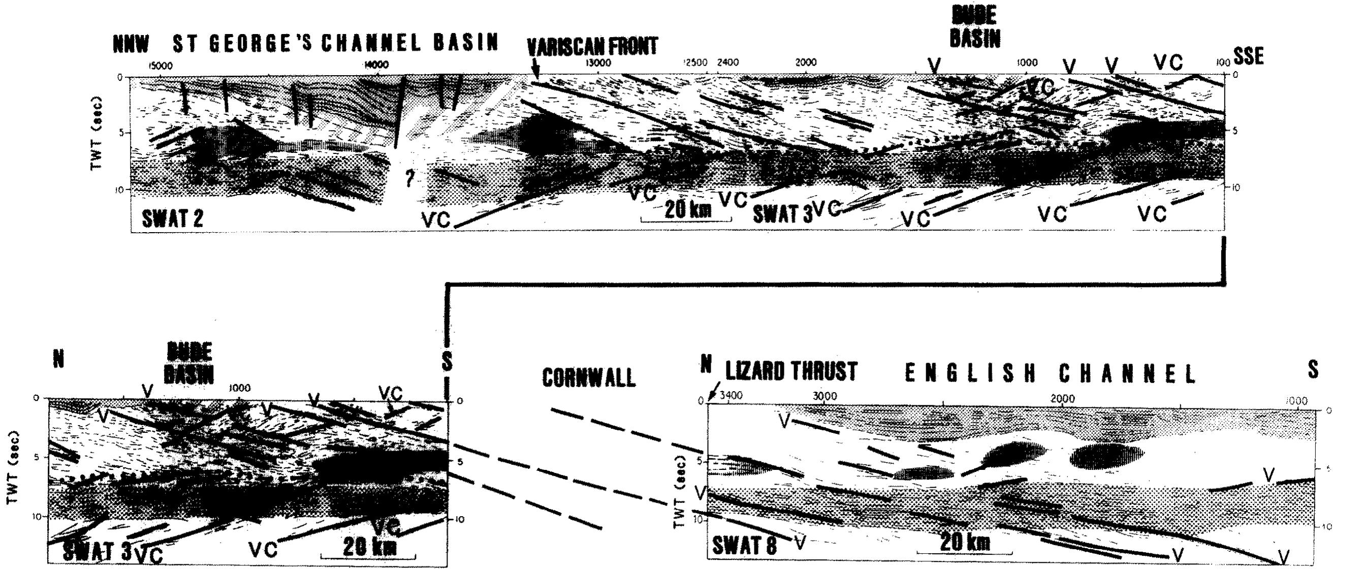 Interpreted line drawing of the swat 2, 3 and 8 profiles
