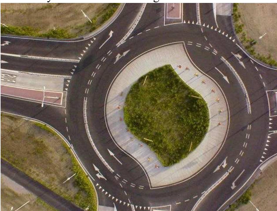 Typical four arm turbo-roundabout [driving on the left]