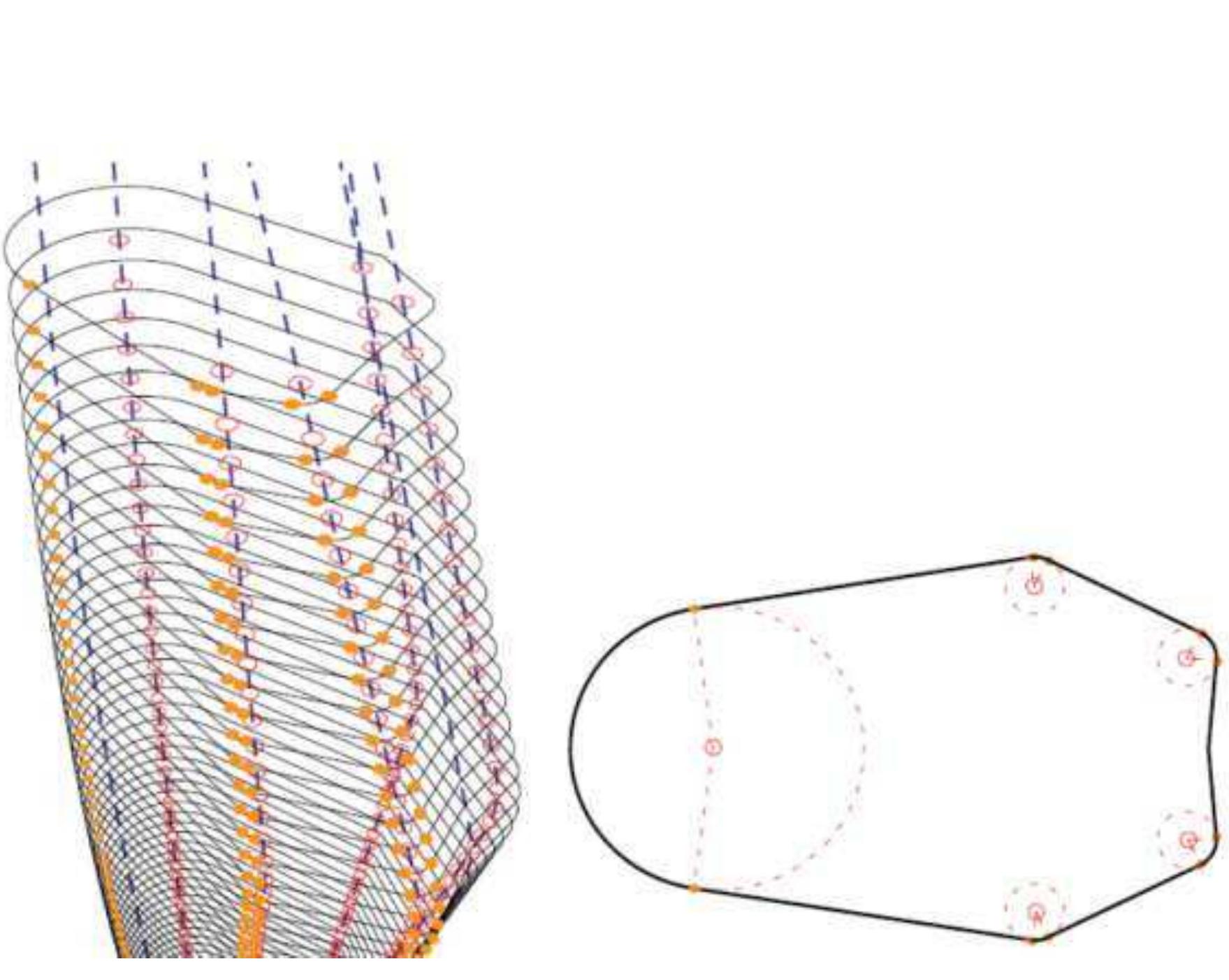Control curves and typical floor. left: control curves (blue