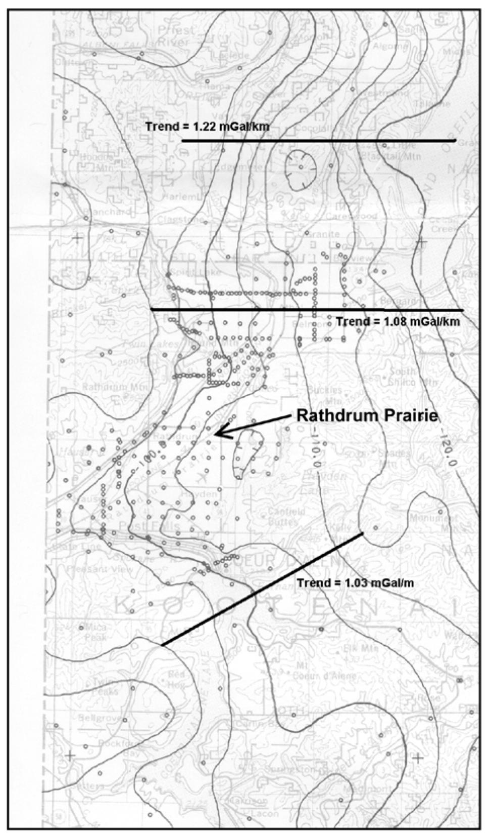 Bouguer gravity map of the rathdrum prairie showing a