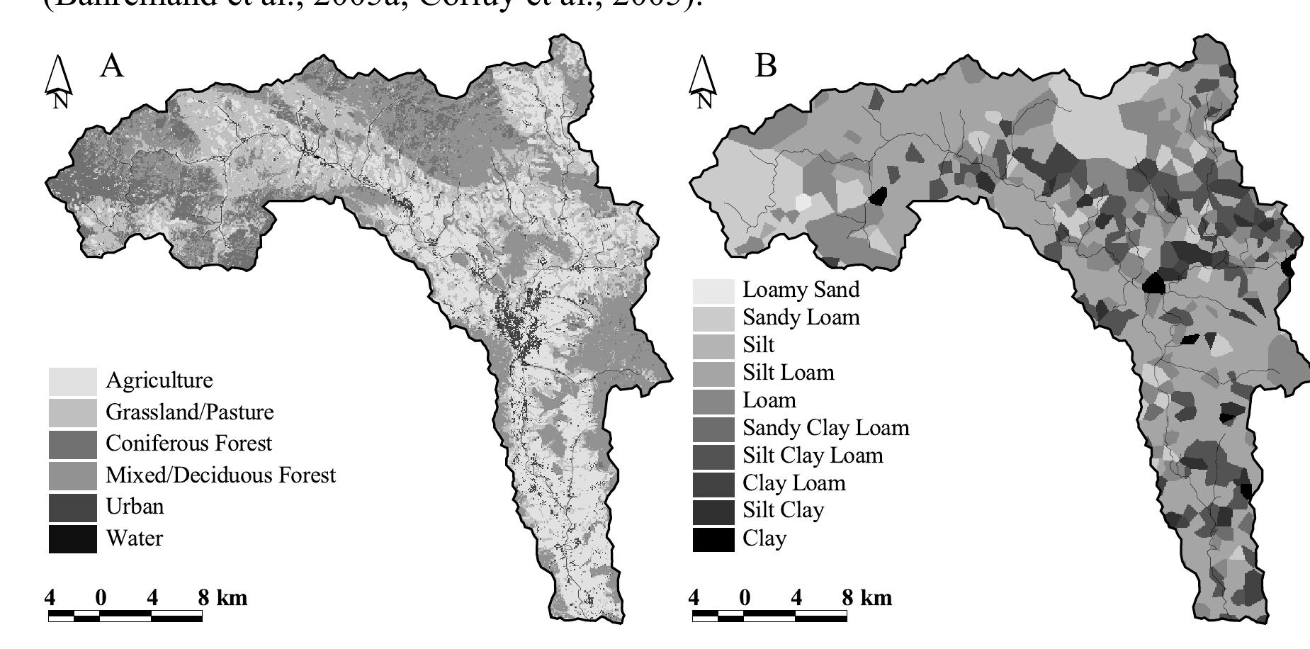 V-2. (a) landuse map of torysa watershed, (b) soil map of
