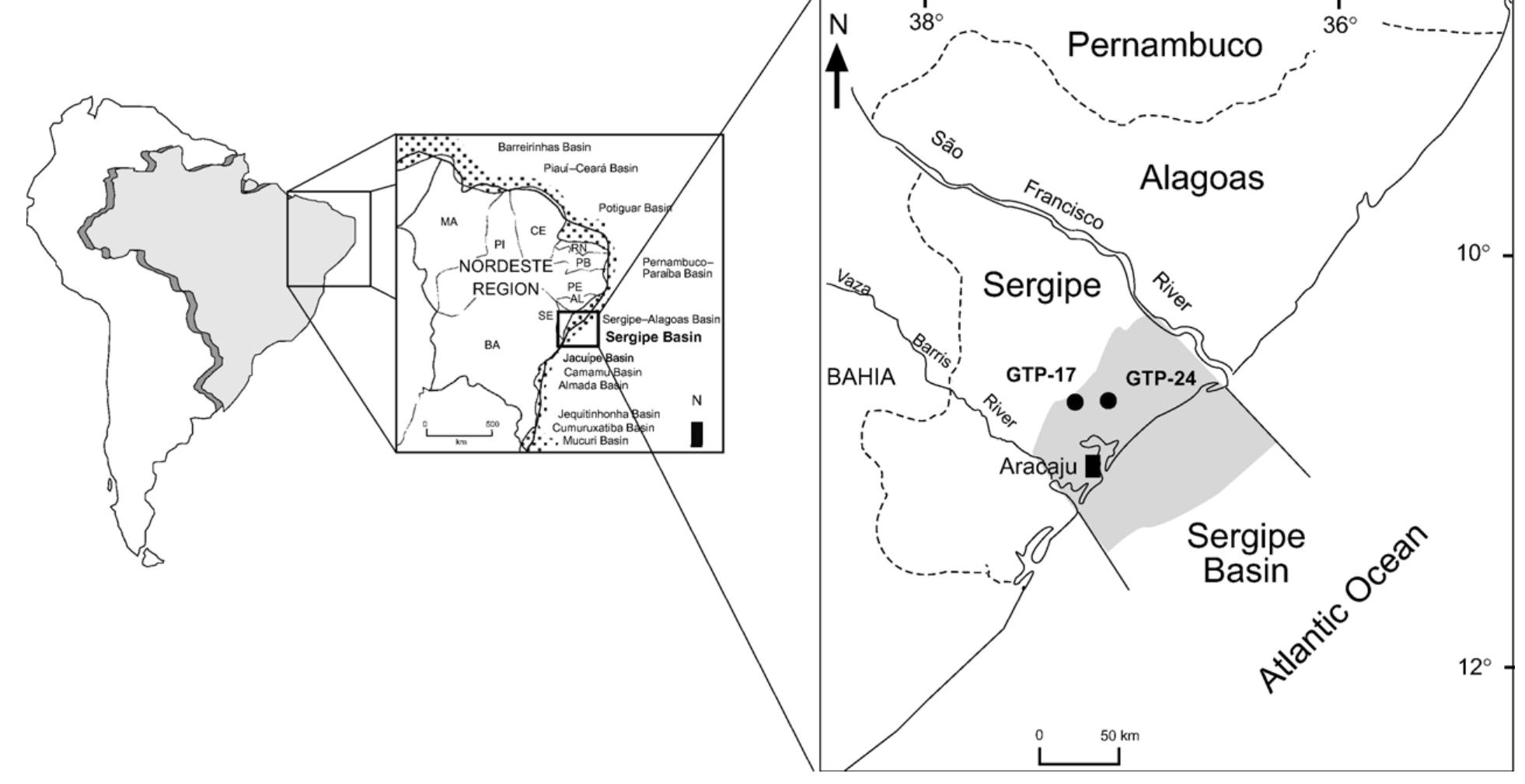 Location map of the marginal basins of northeastern brazil