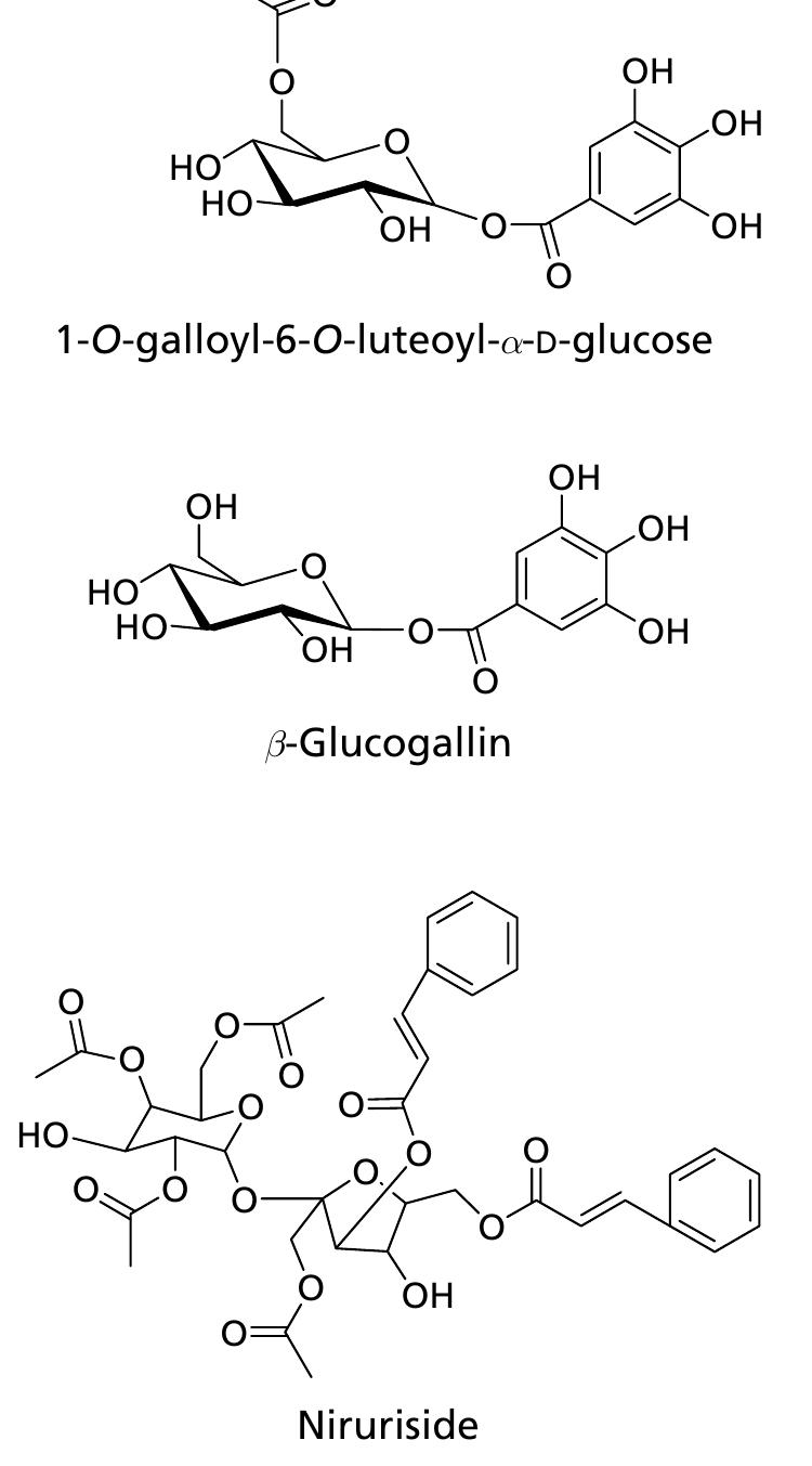 Chemical structures of 1-o-galloyl-6-o-luteoyl-c-p- glucose,