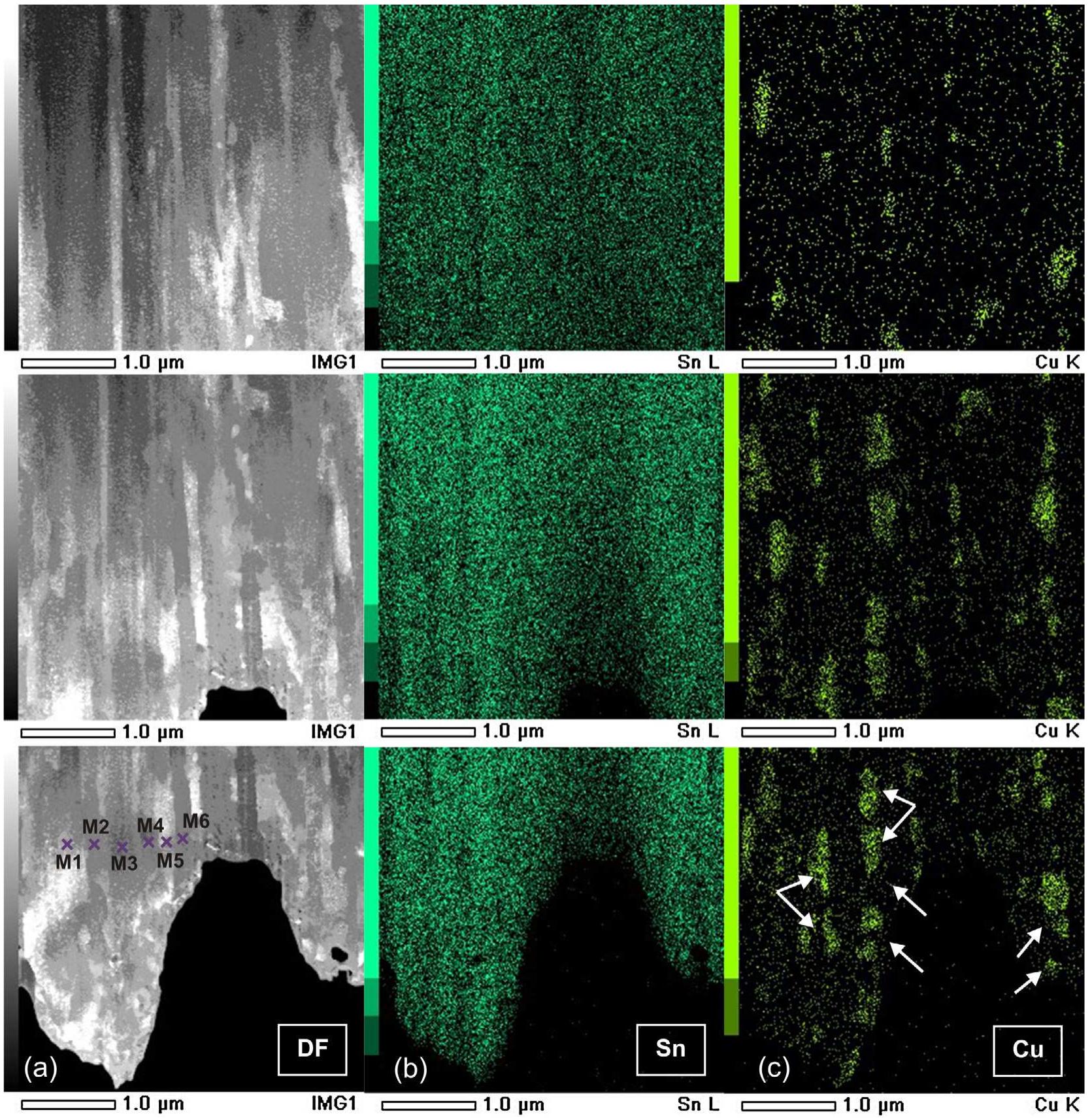 The tin layer under the whisker shown in fig. 8. (a) tem