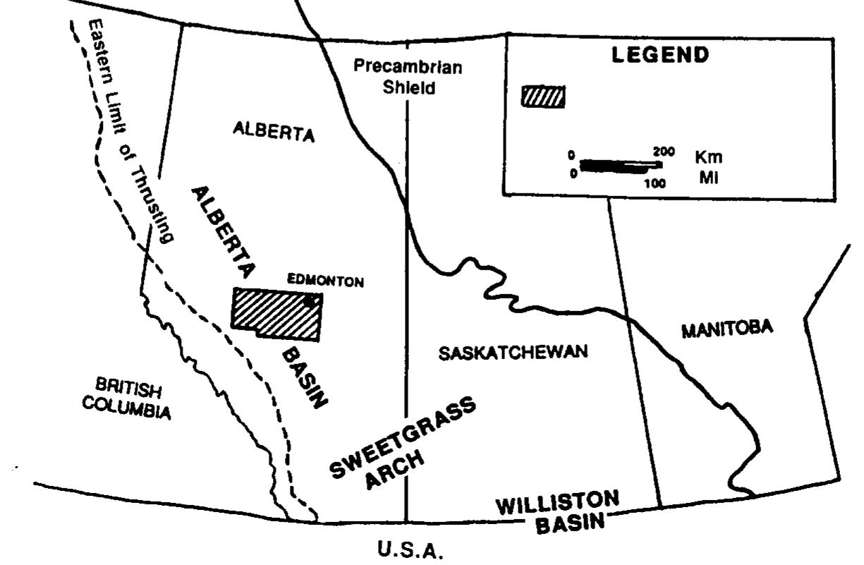 Fic. 1. map of the western canada sedimentary basin, showing