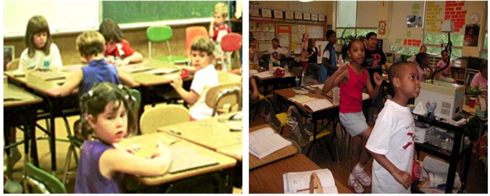 Example of a sedentary classroom versus a paac classroom.