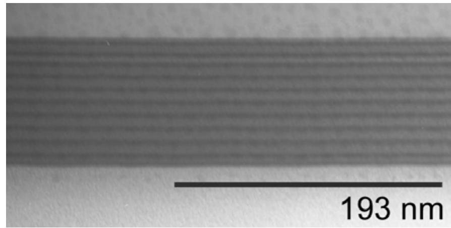 Tem image of 10-bilayers of an a-sic/a-si super- lattice