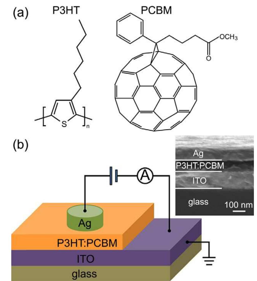 (a) chemical structures of the p3ht and pcbm. (b) schematic
